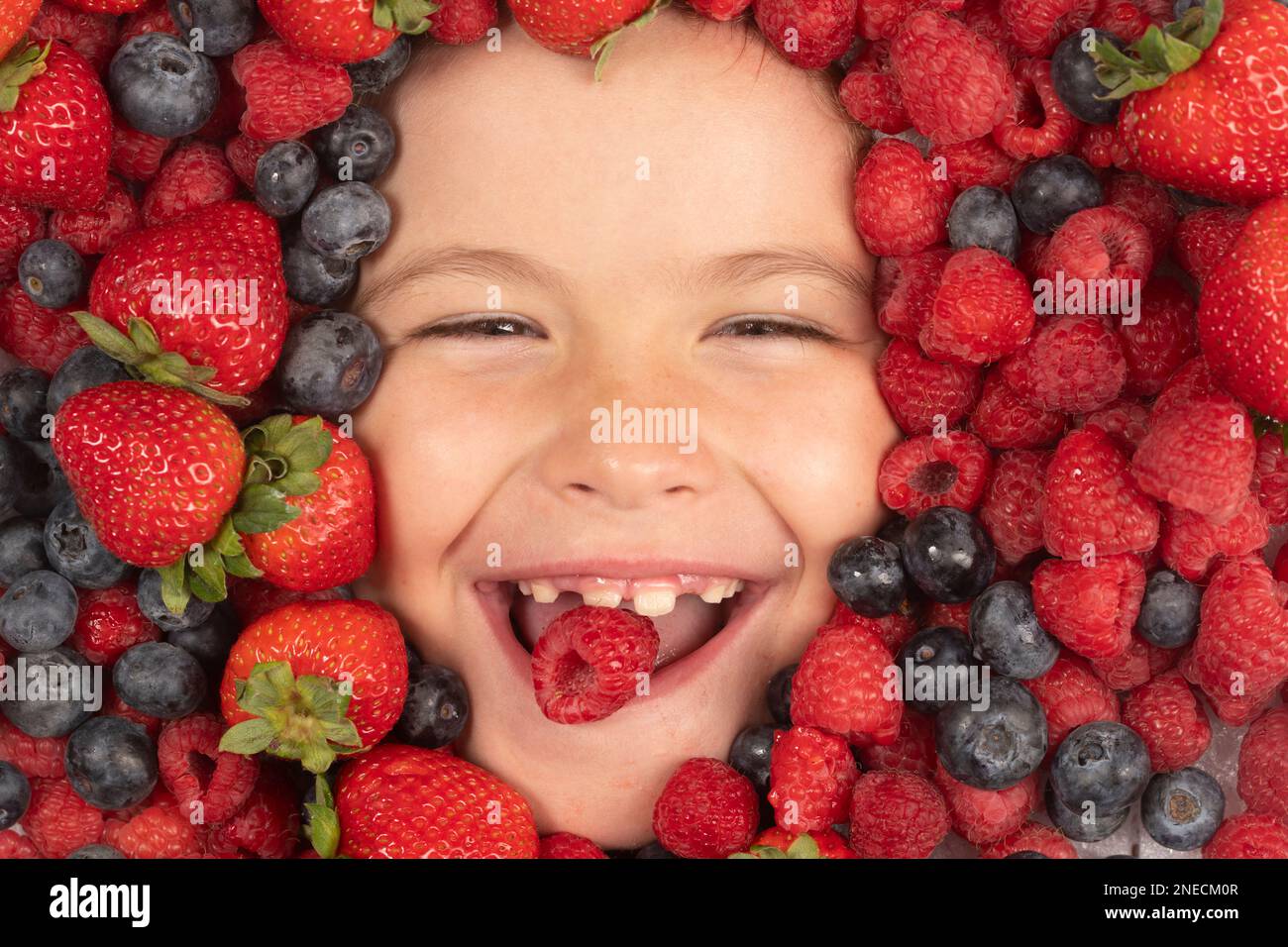 Summer fruits. Mix of strawberry, blueberry, raspberry, blackberry ...