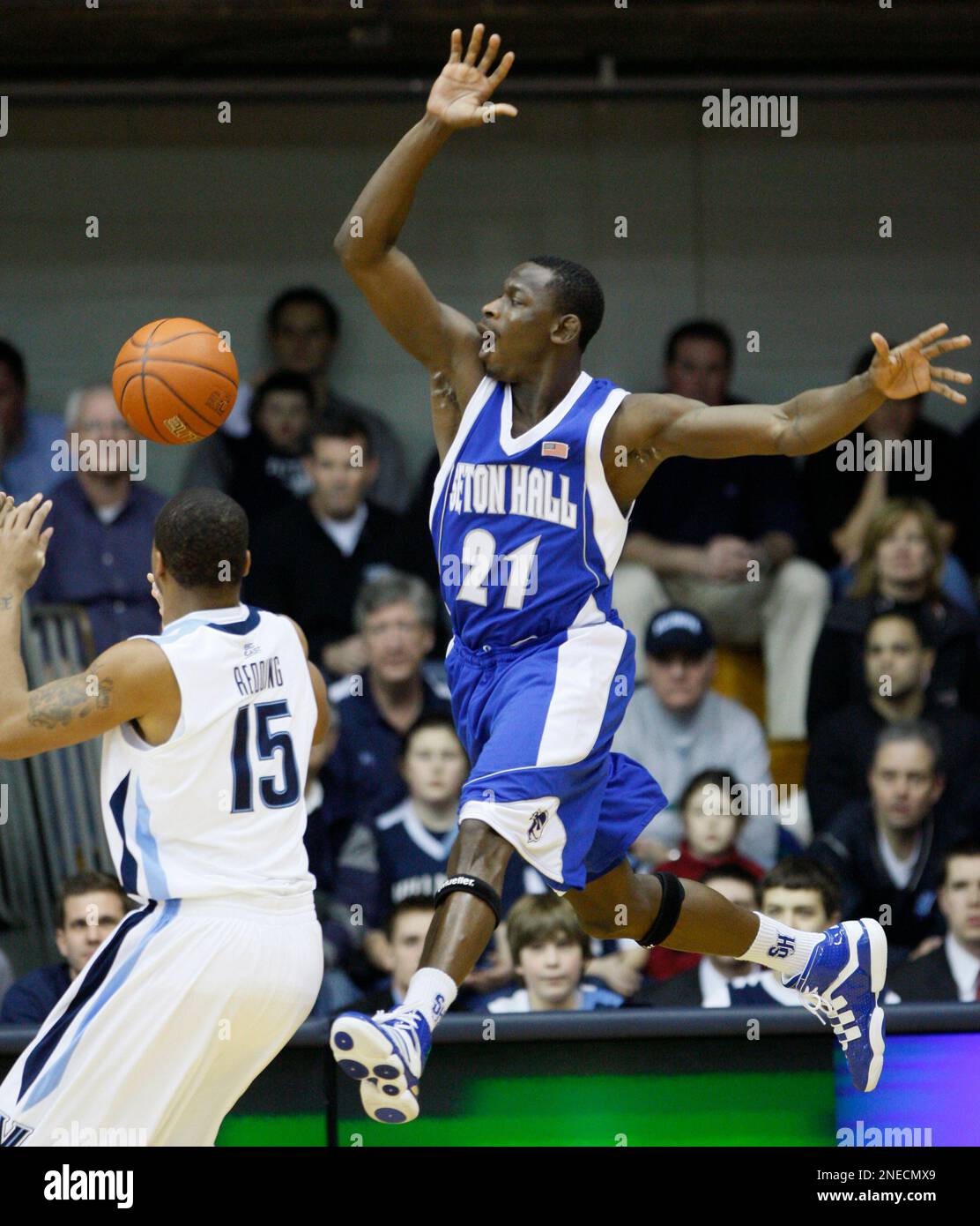 Seton Hall's Jeremy Hazell, right, has the ball knocked away by ...