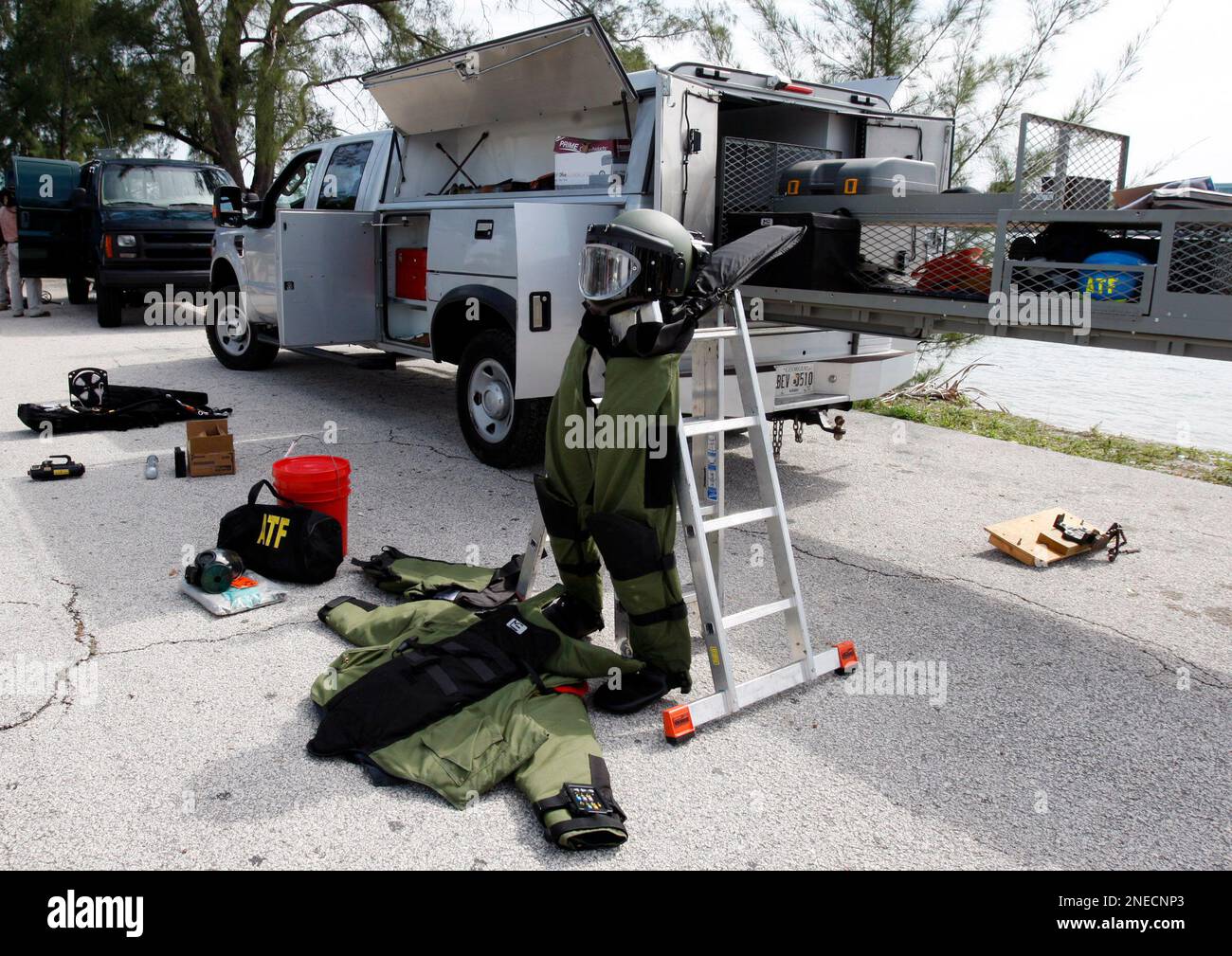 ATF's bomb unit items on display during a demonstration for reporters ...