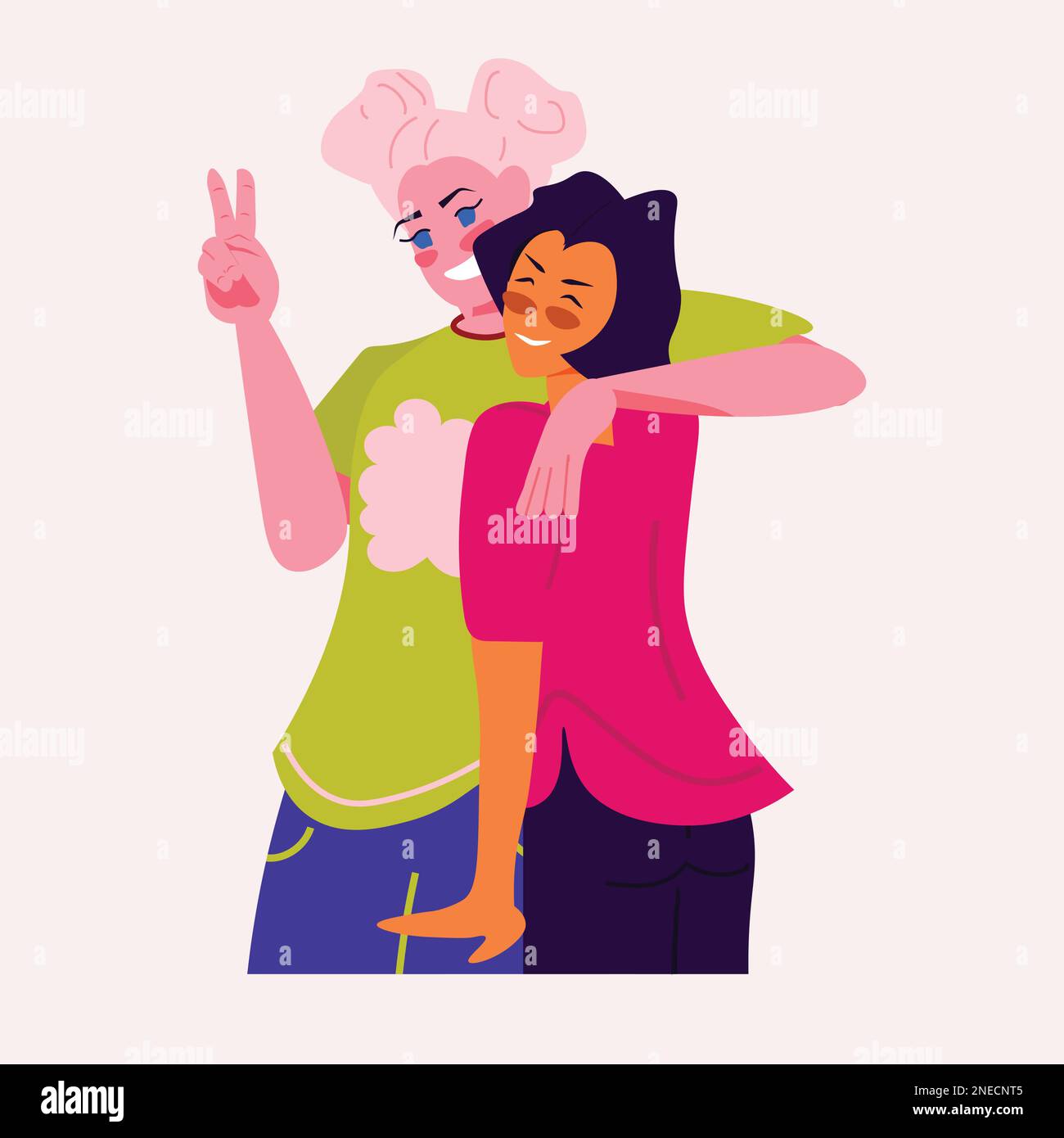 Happy Women Standing Together And Embracing Generation Z Lifestyle