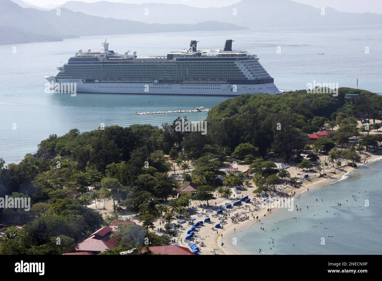 The Celebrity Cruises ship Solstice is shown in Labadee, Haiti, Friday ...