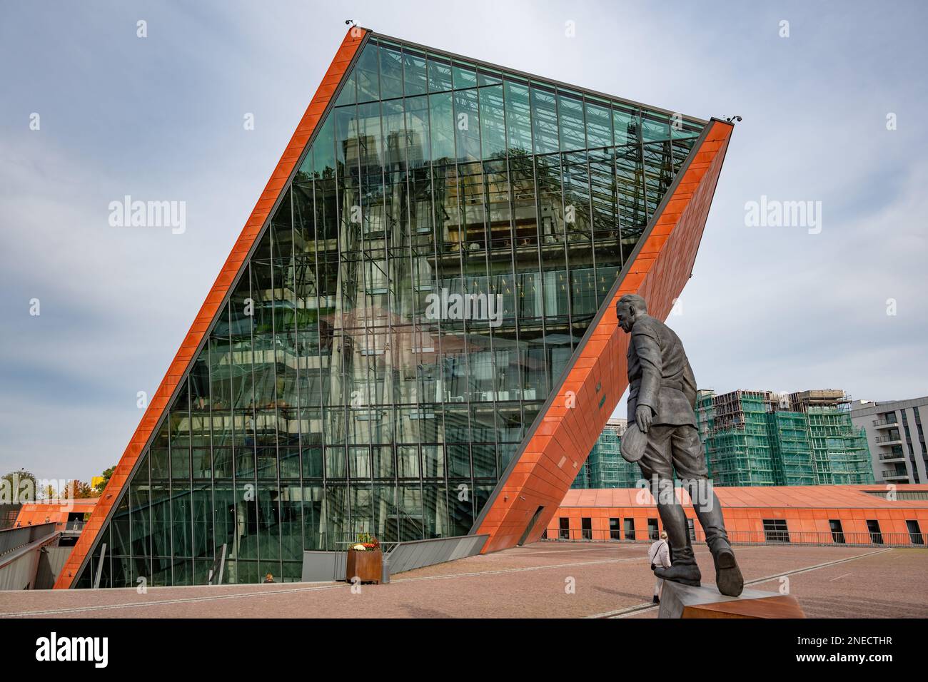 City of Gdansk, Poland, Museum of the Second World War and statue of ...