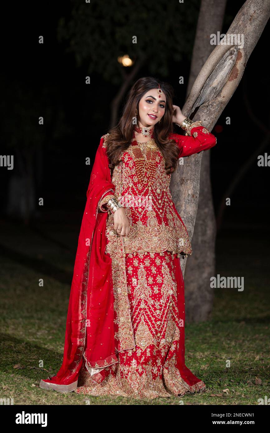 Pakistani. Indian Beautiful bride makeup for saloon shoot Stock Photo ...
