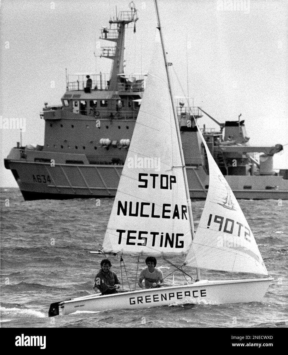 Launched from the MV Greenpeace on October 8, 1985 this sail dinghy ...