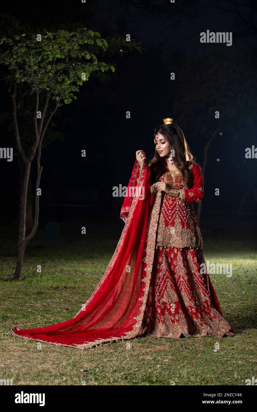 Pakistani. Indian Beautiful bride makeup for saloon shoot Stock Photo ...