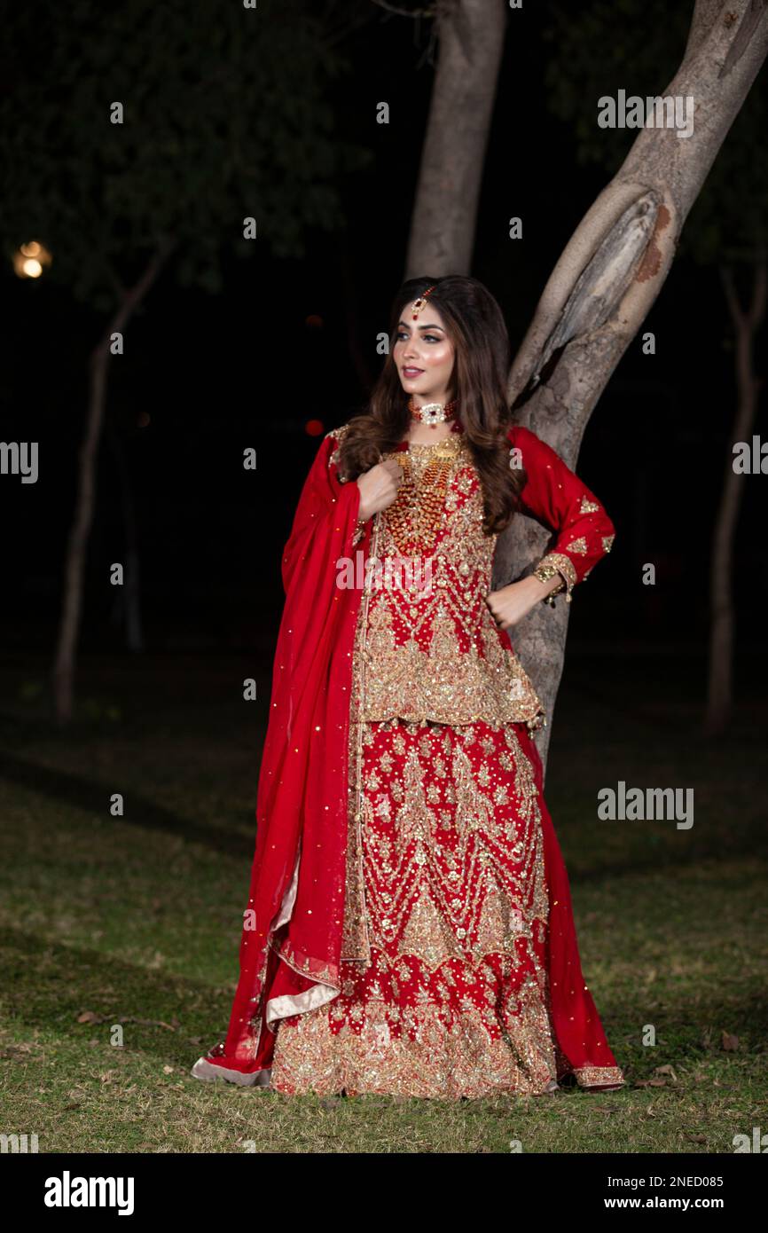 Pakistani. Indian Beautiful bride makeup for saloon shoot Stock Photo ...