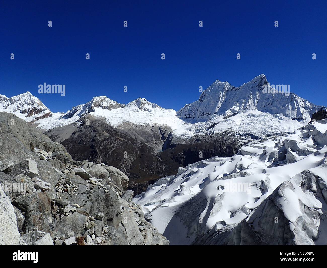 Views climbing Nevado Yanapaccha. A 5460m peak in the Andes, Peru Stock ...