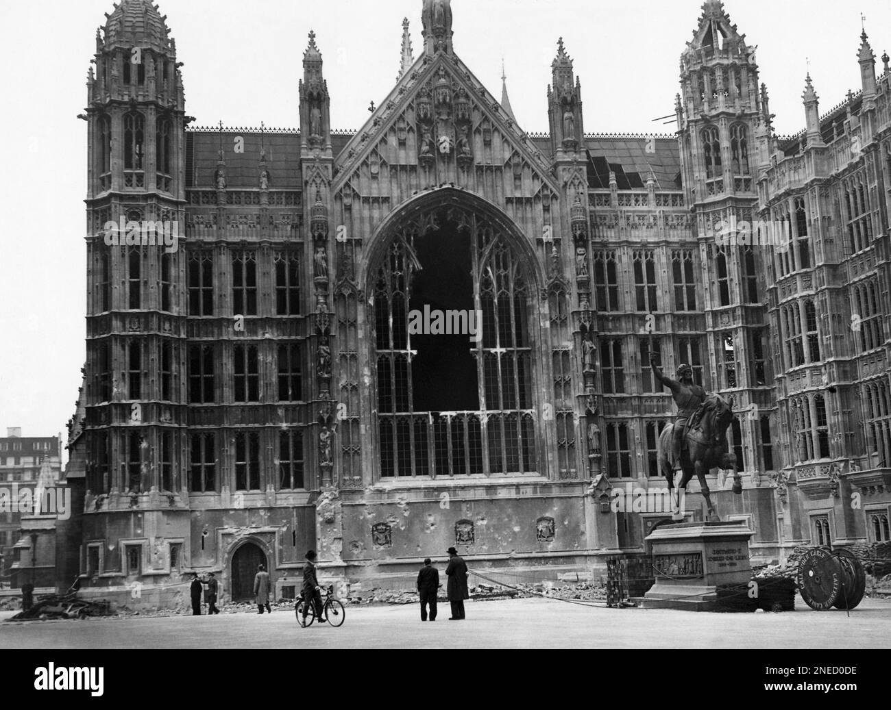 The shattered window?s and scarred walls of Westminster Hall in London ...