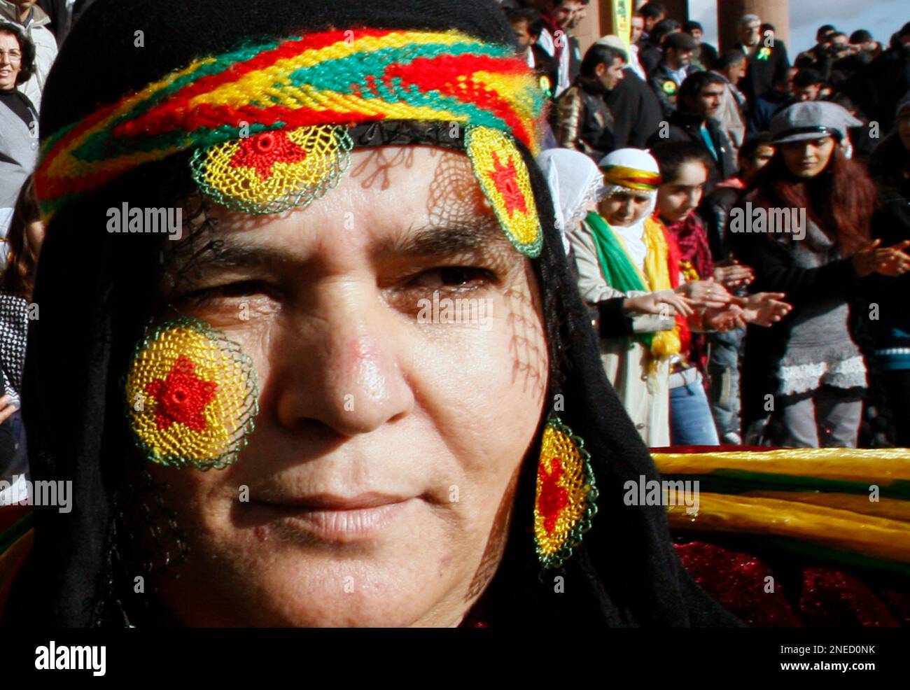 Supporters of pro-Kurdish Peace and Democracy Party dance outside a ...
