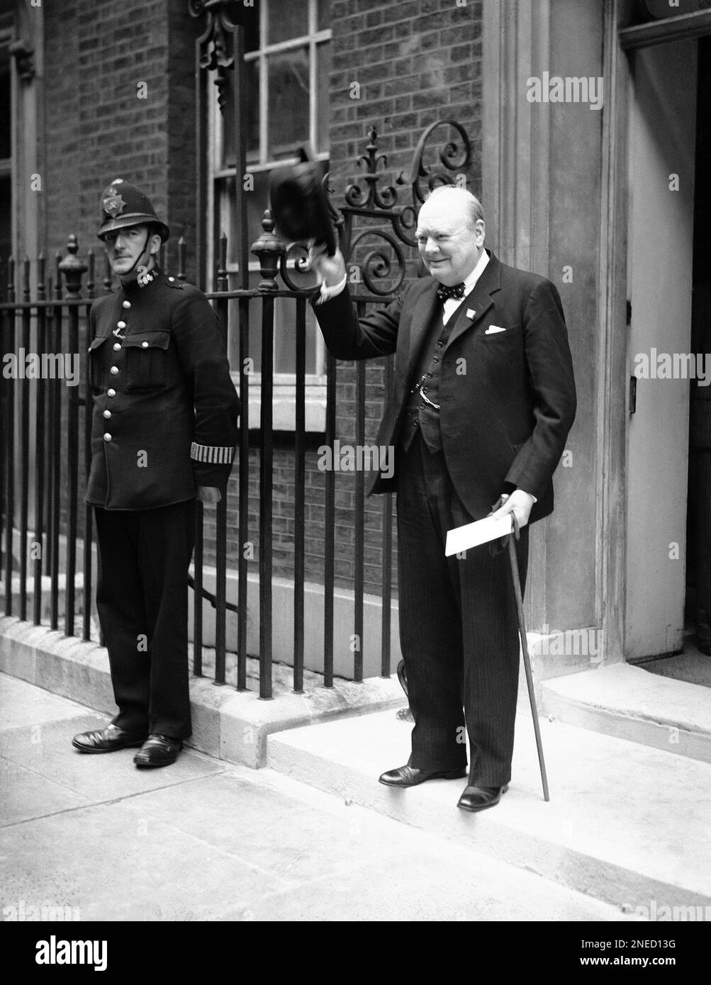 Britain's Prime Minister Winston Churchill leaving 10, Downing Street ...
