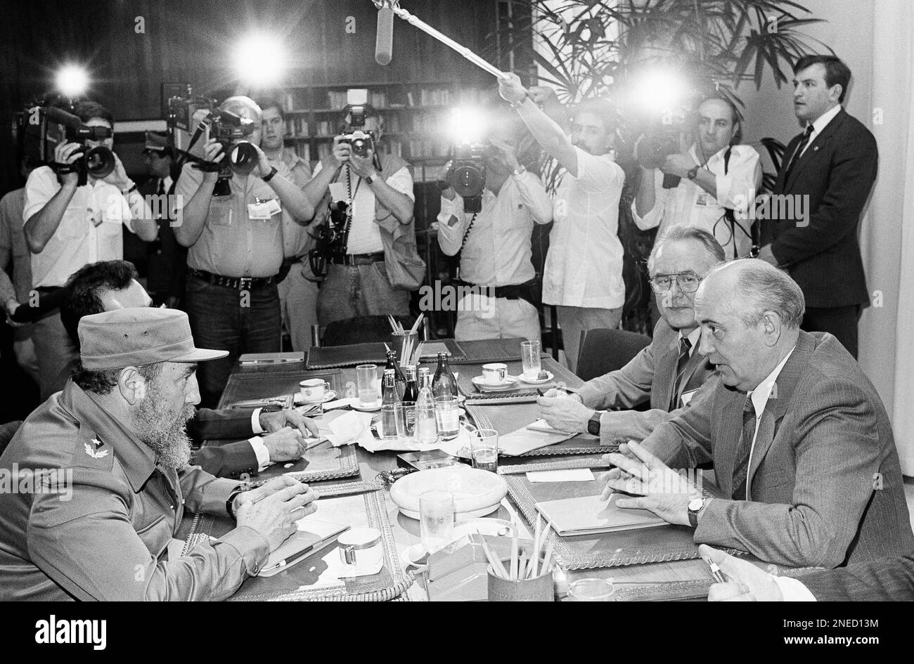 Soviet President Mikhail Gorbachev, right, and Cuban President Fidel ...