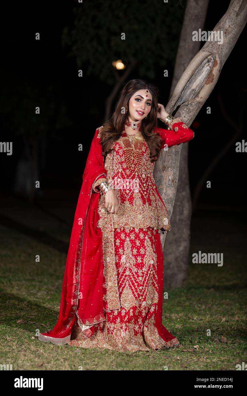 Pakistani. Indian Beautiful bride makeup for saloon shoot Stock Photo ...