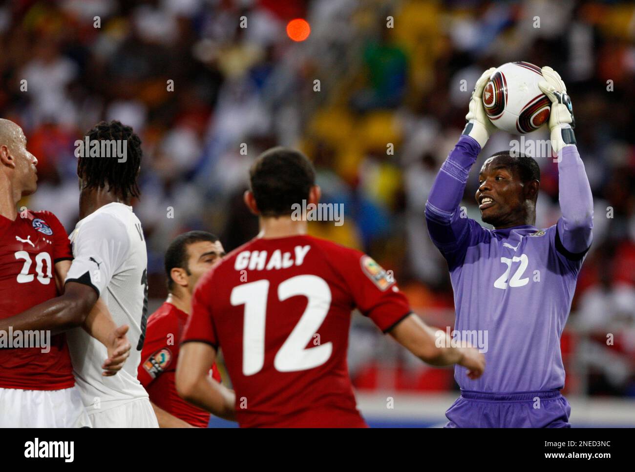 Ghana's goalkeeper Richard Kingson stops an Egyptian attack in their ...