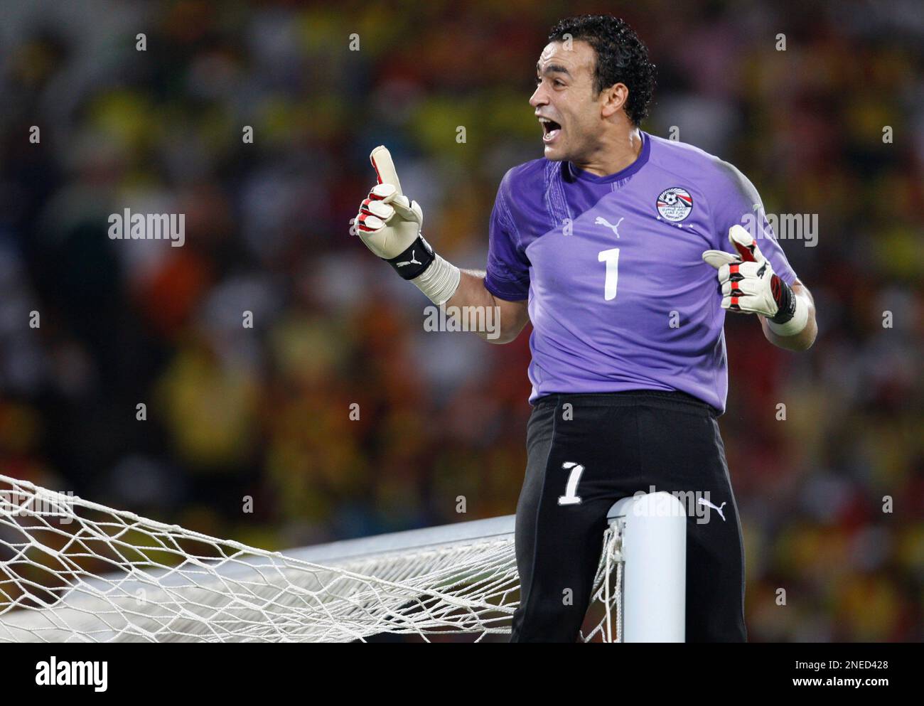 Egypt's goalkeeper Essam Al Hadari celebrate Egypt's victory in the ...