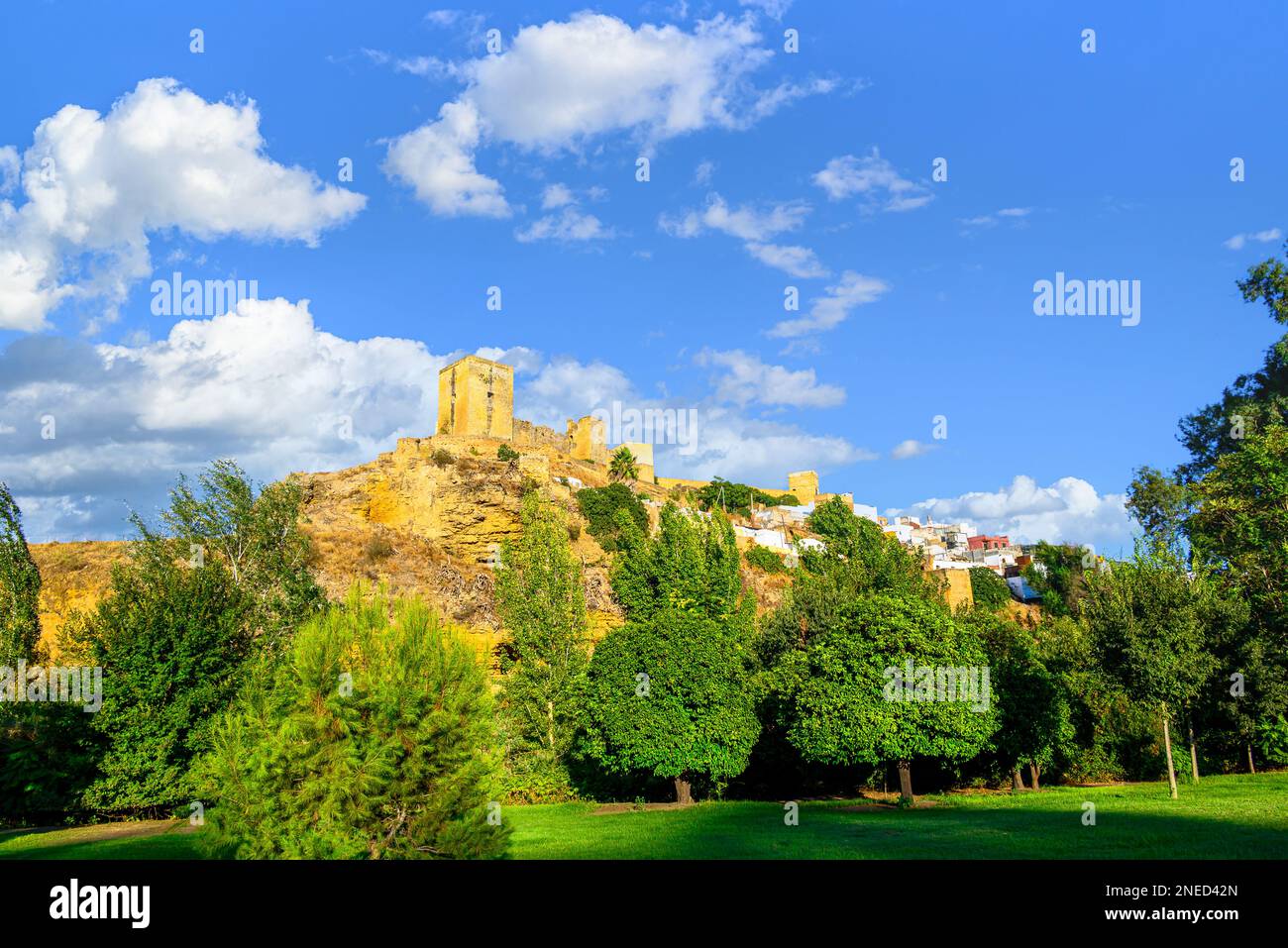 Views from the Parque de la Retama of the castle of Alcalá de Guadaira ...
