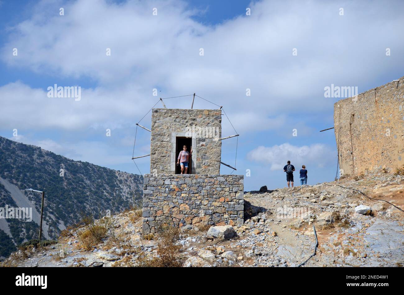 Lasithi, Crete, Greece - October 11, 2022: Visitors at old venetian ...