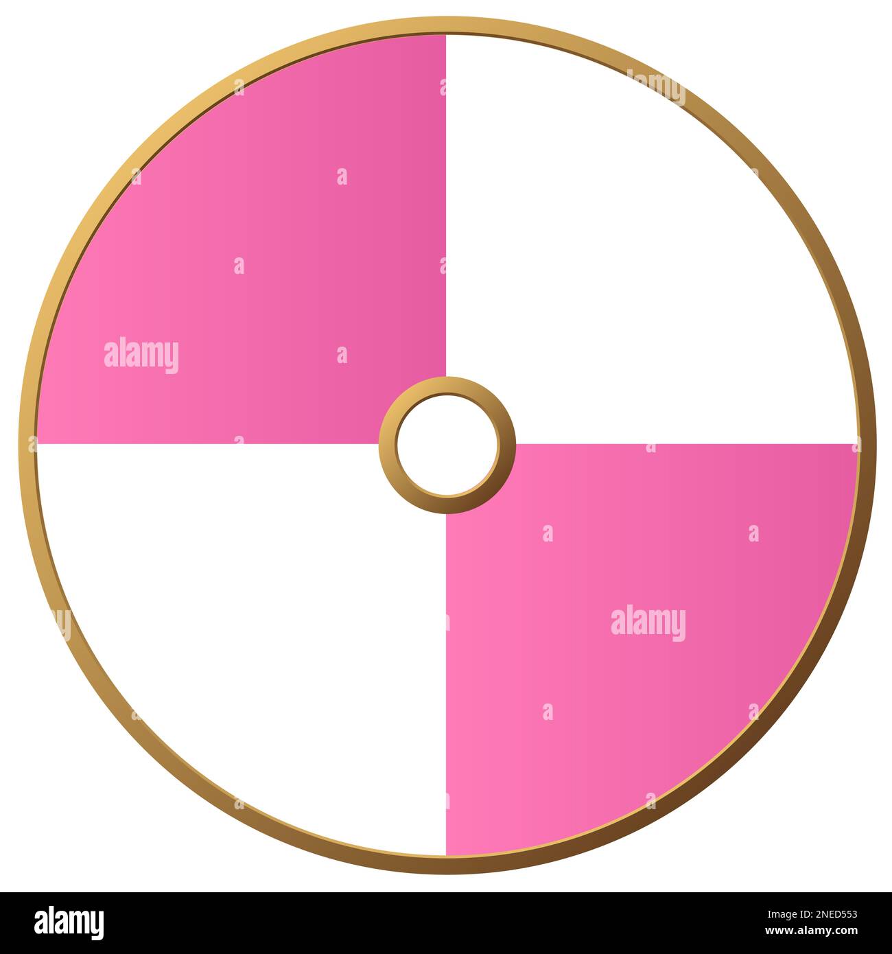 Gold ring divided inside into 4 parts of copy space, isolated on white ...