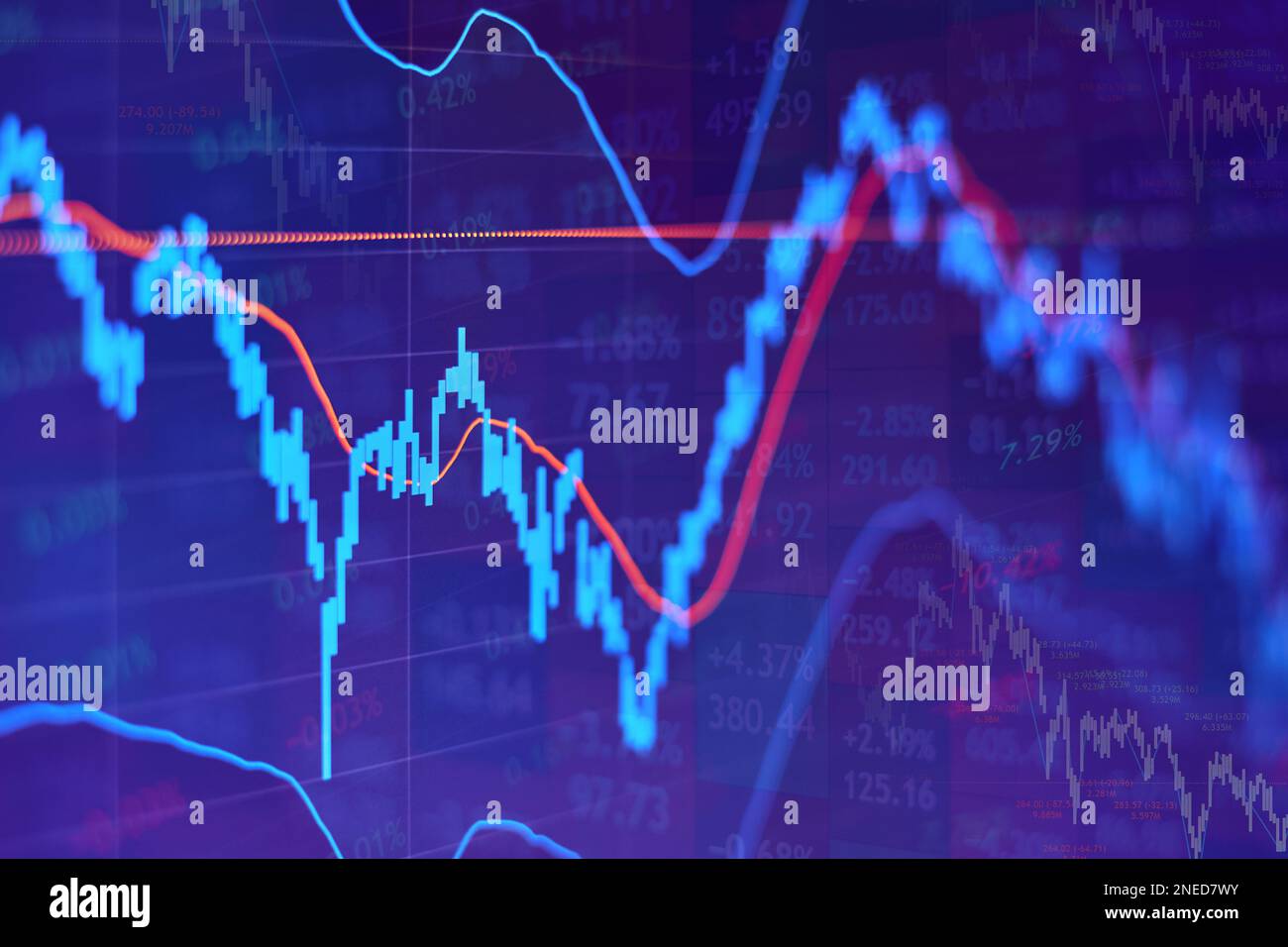 Rising stock market chart on blue background Stock Photo - Alamy