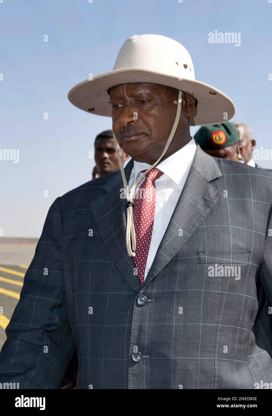 The President of Uganda Yoweri Museveni on his arrival at Bole ...