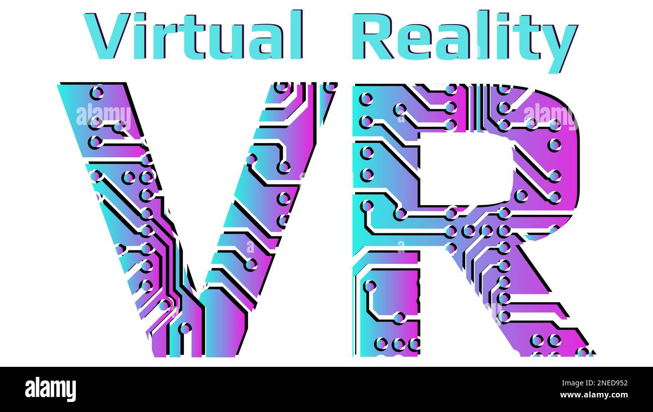 Colorful letters VR abbreviation for Virtual Reality perforated with ...