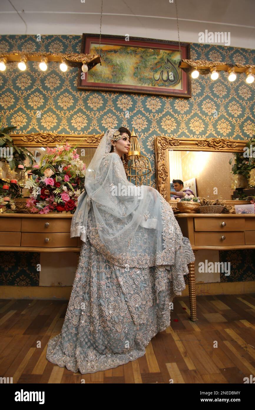 Pakistani. Indian Beautiful bride makeup for saloon shoot Stock Photo ...