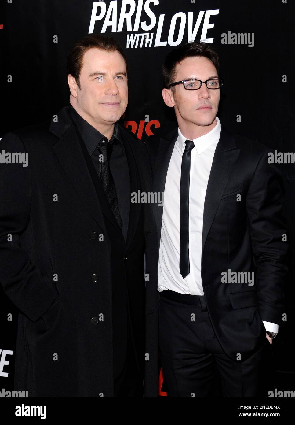 Actor John Travolta, left, and actor Jonathan Rhys Meyers attend the ...