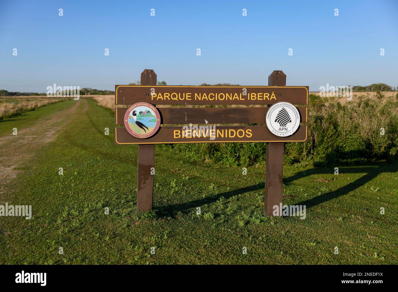 Ibera National Park sign, near Cambyreta, Esteros del Ibera, Corrientes ...