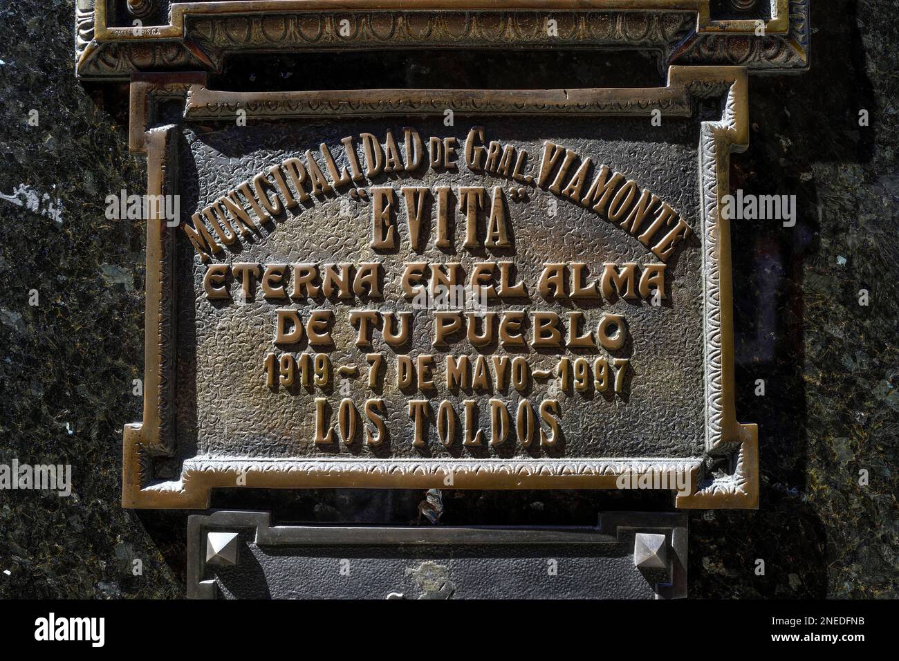 Grave of Eva Peron, detail, cemetery of Recoleta, Buenos Aires ...