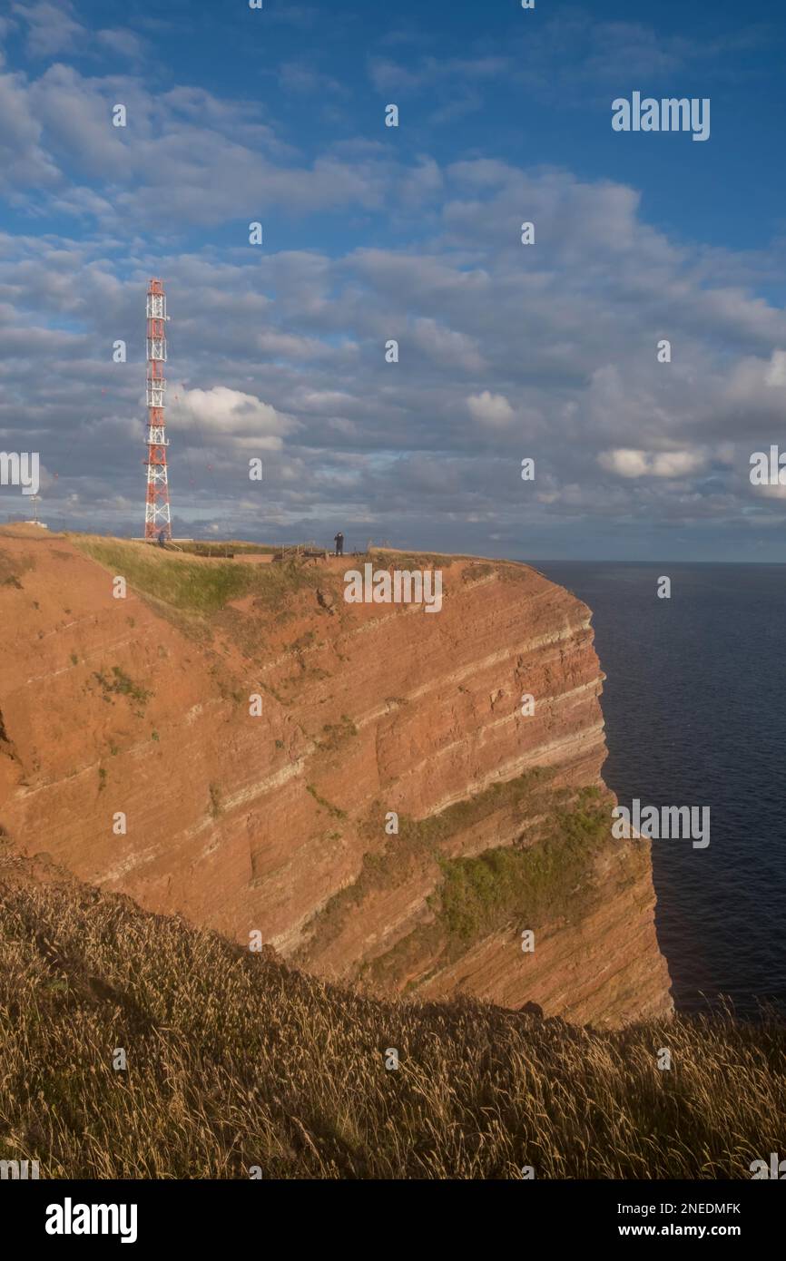 Cliff edge path and broadcasting tower, Helgoland Stock Photo - Alamy