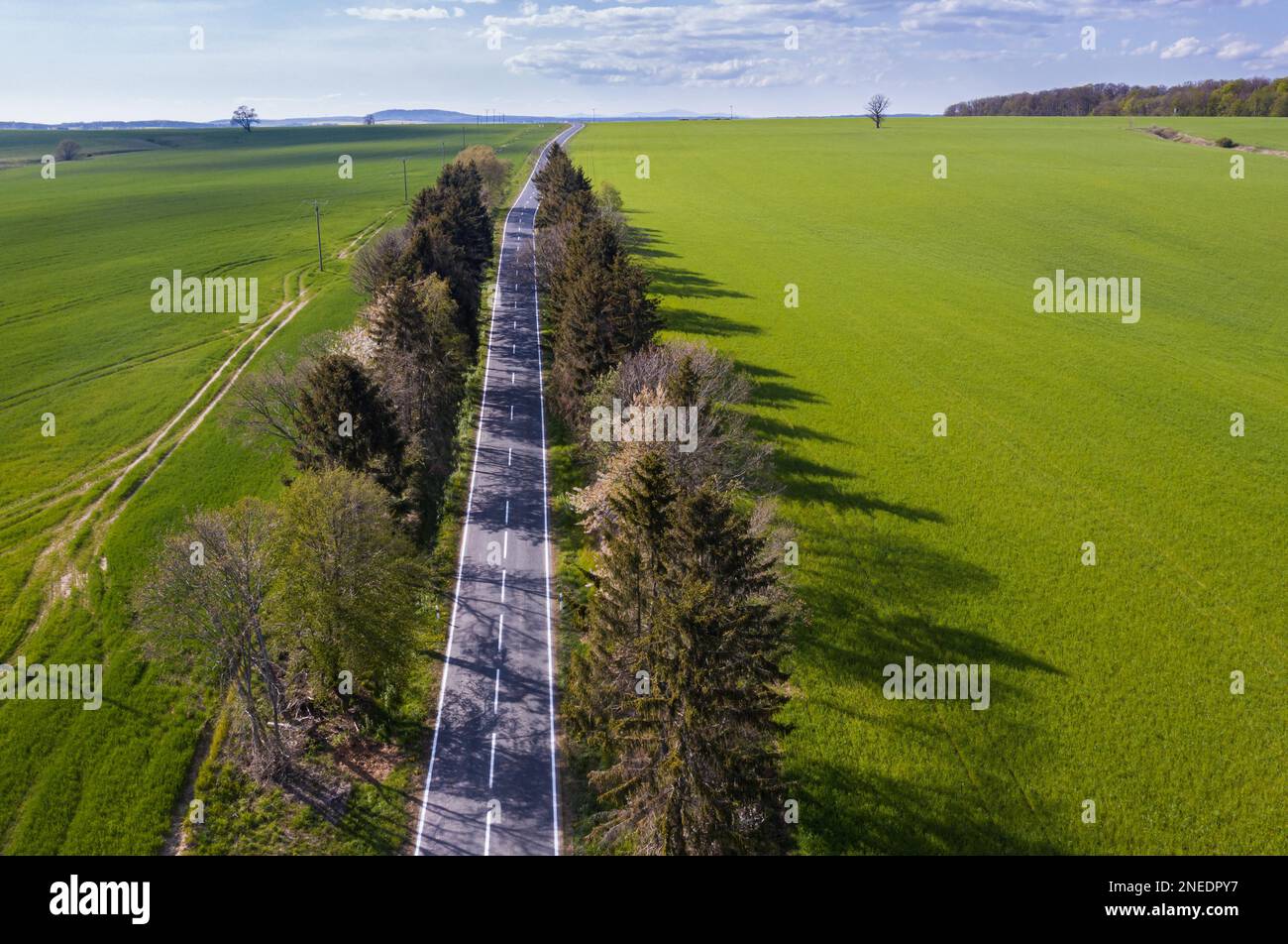 Aerial shot straight road hi-res stock photography and images - Alamy