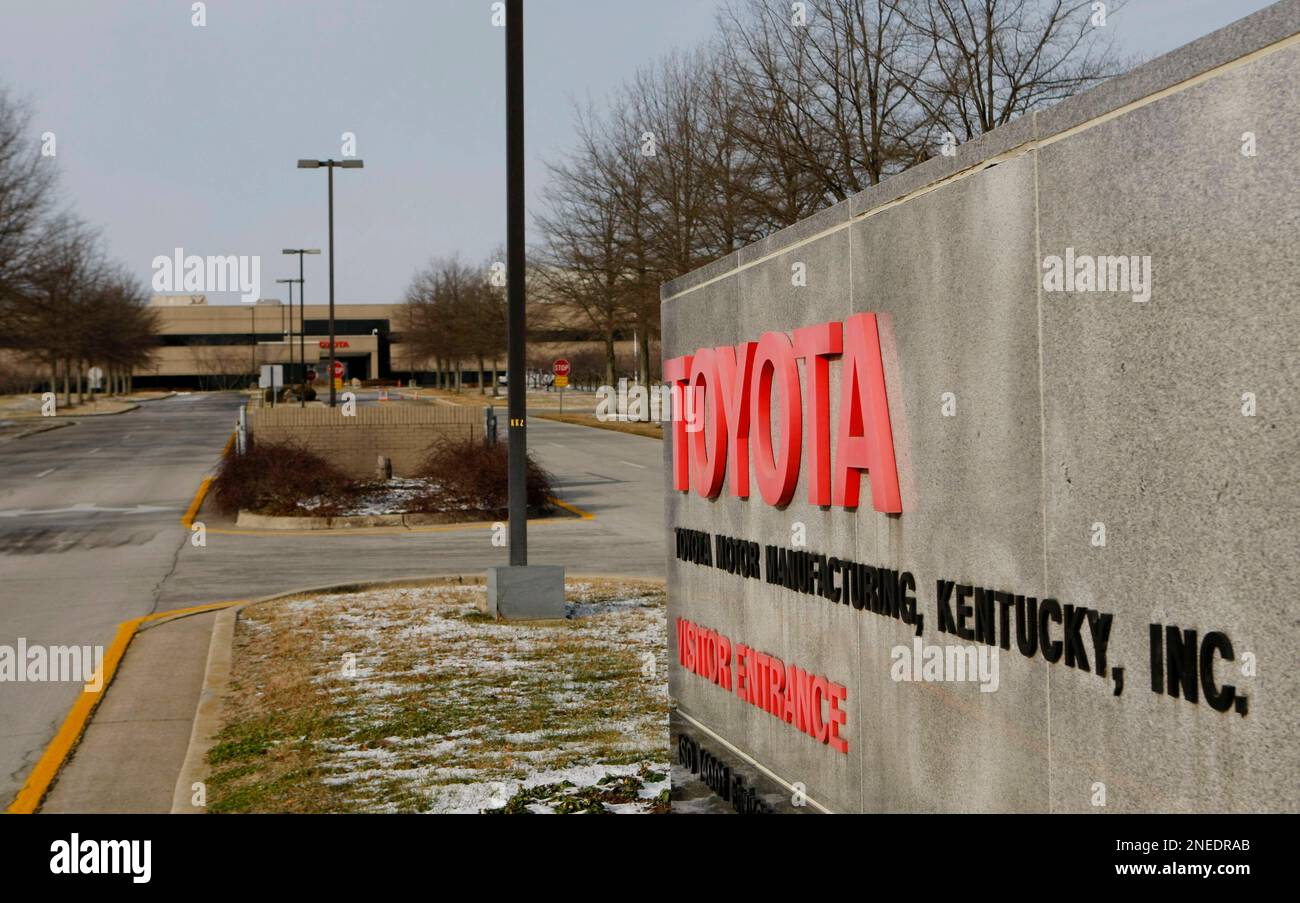 The entrance to the Toyota Motor Manufacturing plant is seen in ...