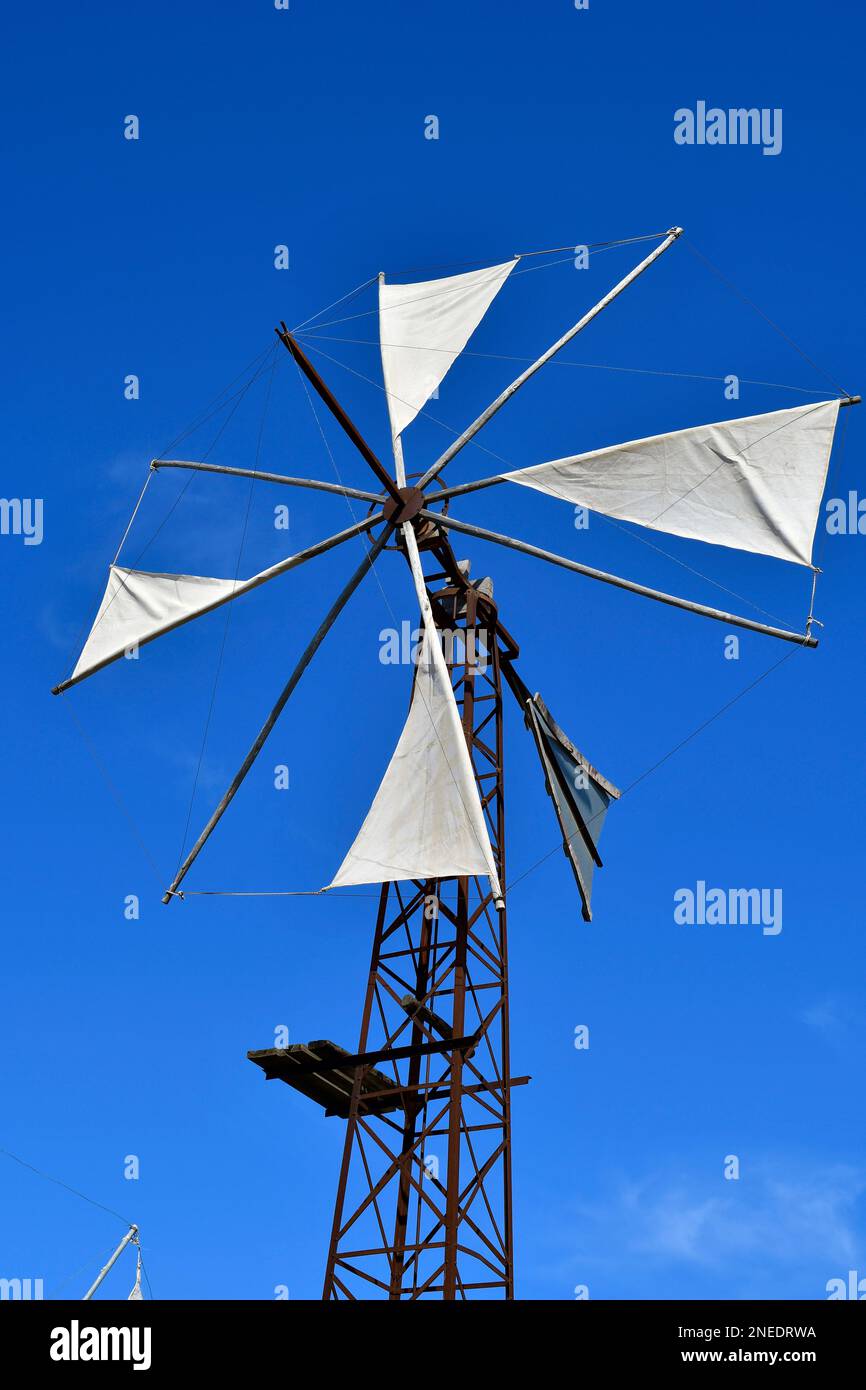 Greece, Crete, one of the traditional windmills on the Lasithi Plateau ...