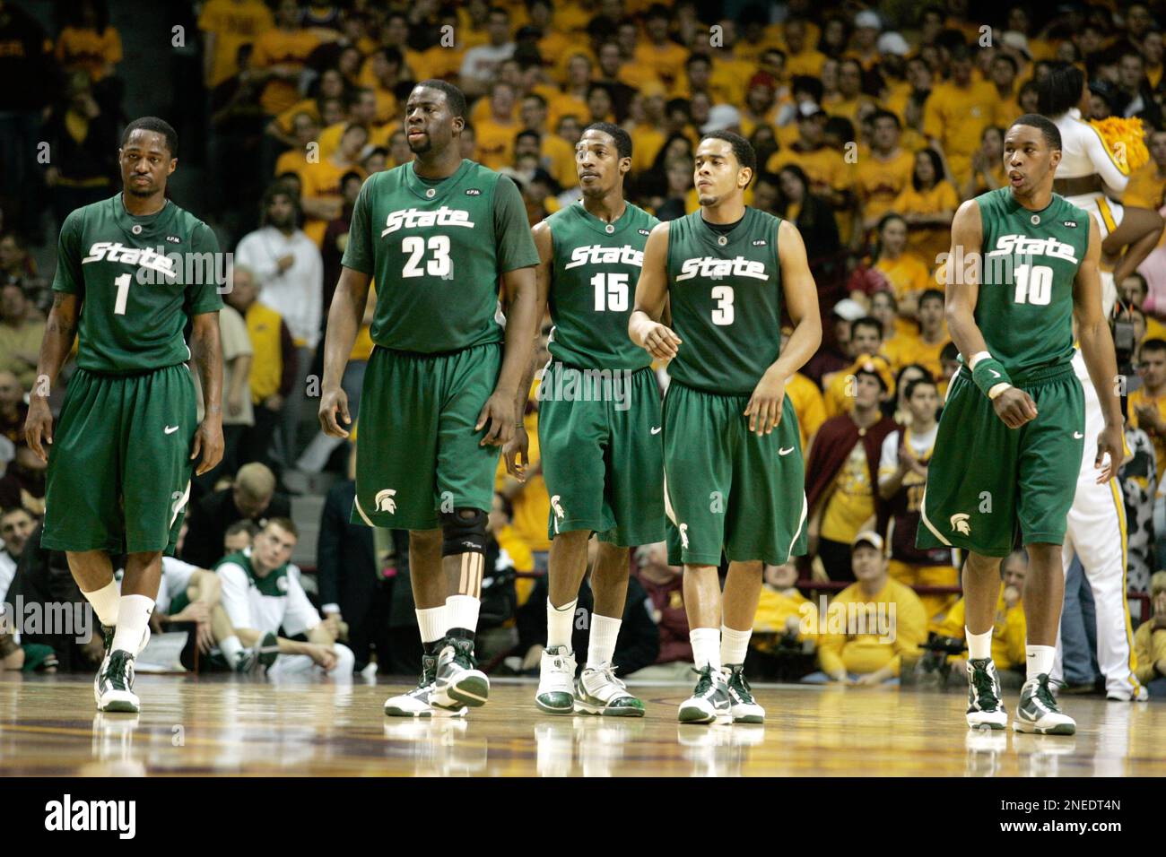 Michigan State's Kalin Lucas (1), Drymond Green (23), Durrell Summers ...