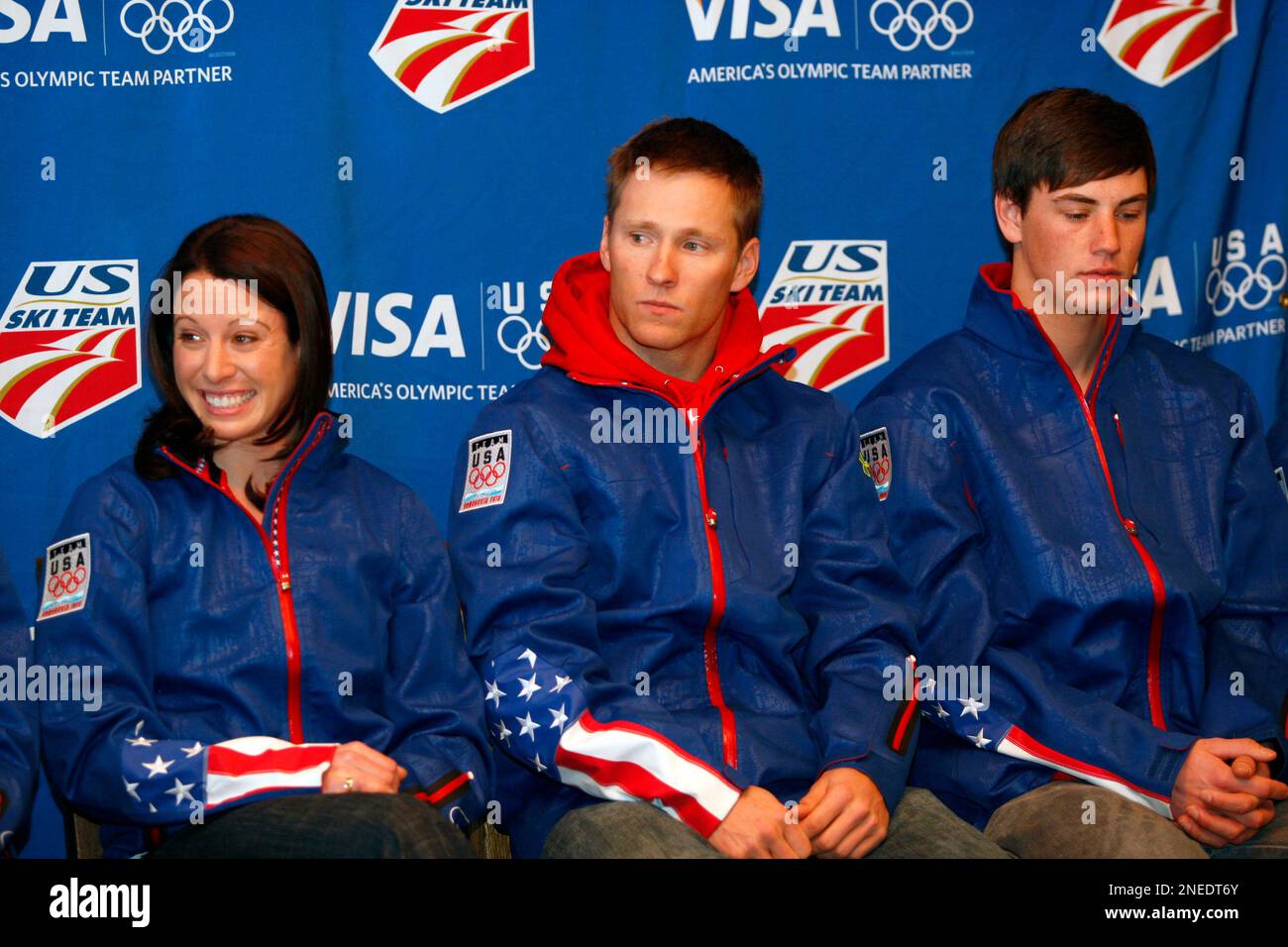 From left, U.S. Olympic freestyle ski team members Emily Cook, Jeret ...