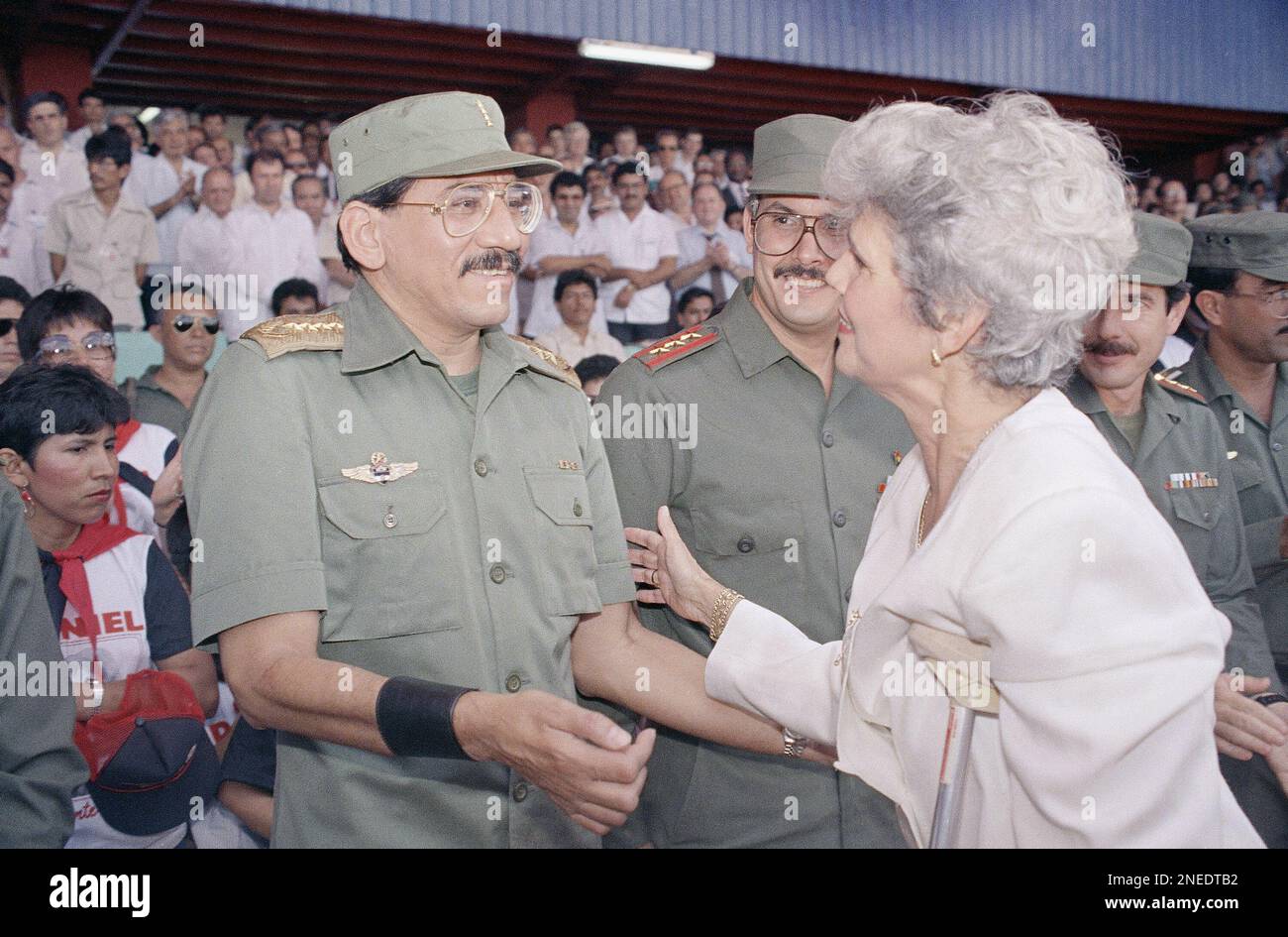 Nicaraguan President-elect Violeta Barrios de Chamorro greets Gen ...