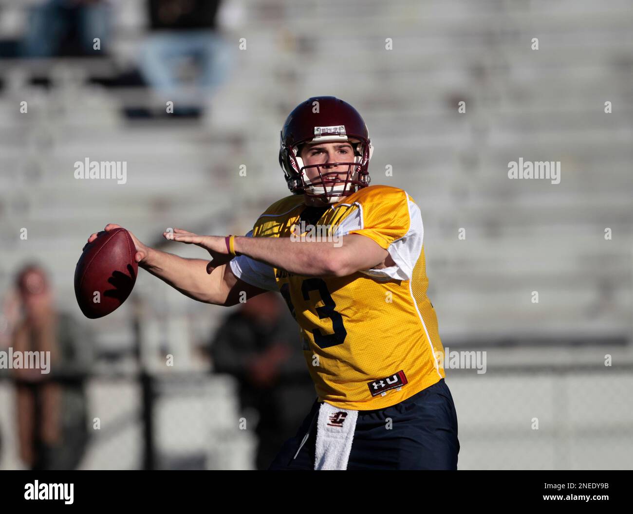 Quarterback Dan Lefevour of Central Michigan works out during their ...