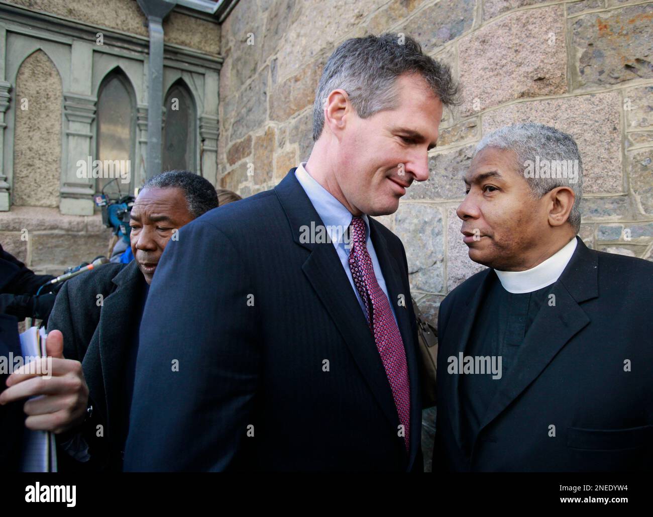 Sen.-elect Scott Brown, R-Mass., speaks with Rev. Eugene Rivers in ...