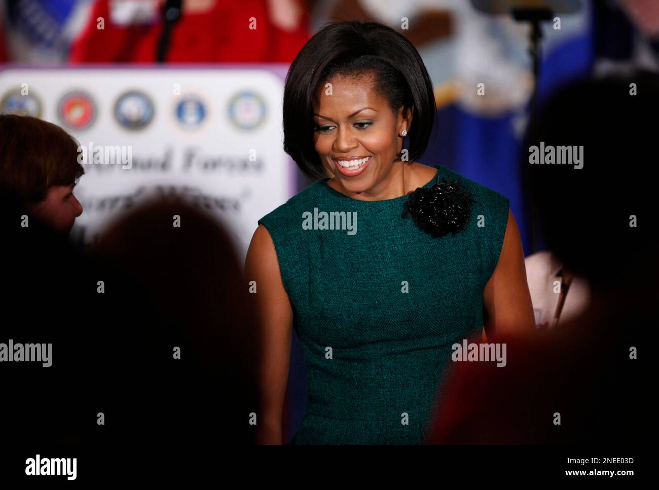 First lady Michelle Obama arrives at a Joint Armed Forces Officers ...