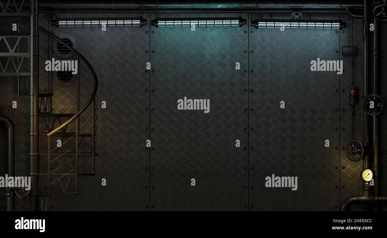 Wall ship made of metal dark panels Stock Photo - Alamy