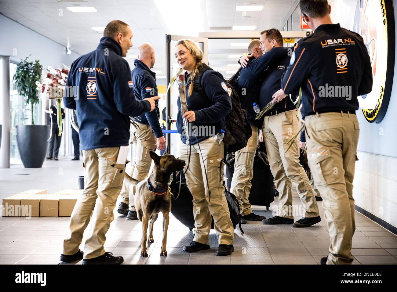 EINDHOVEN - Members of the Dutch search and rescue team USAR on their ...
