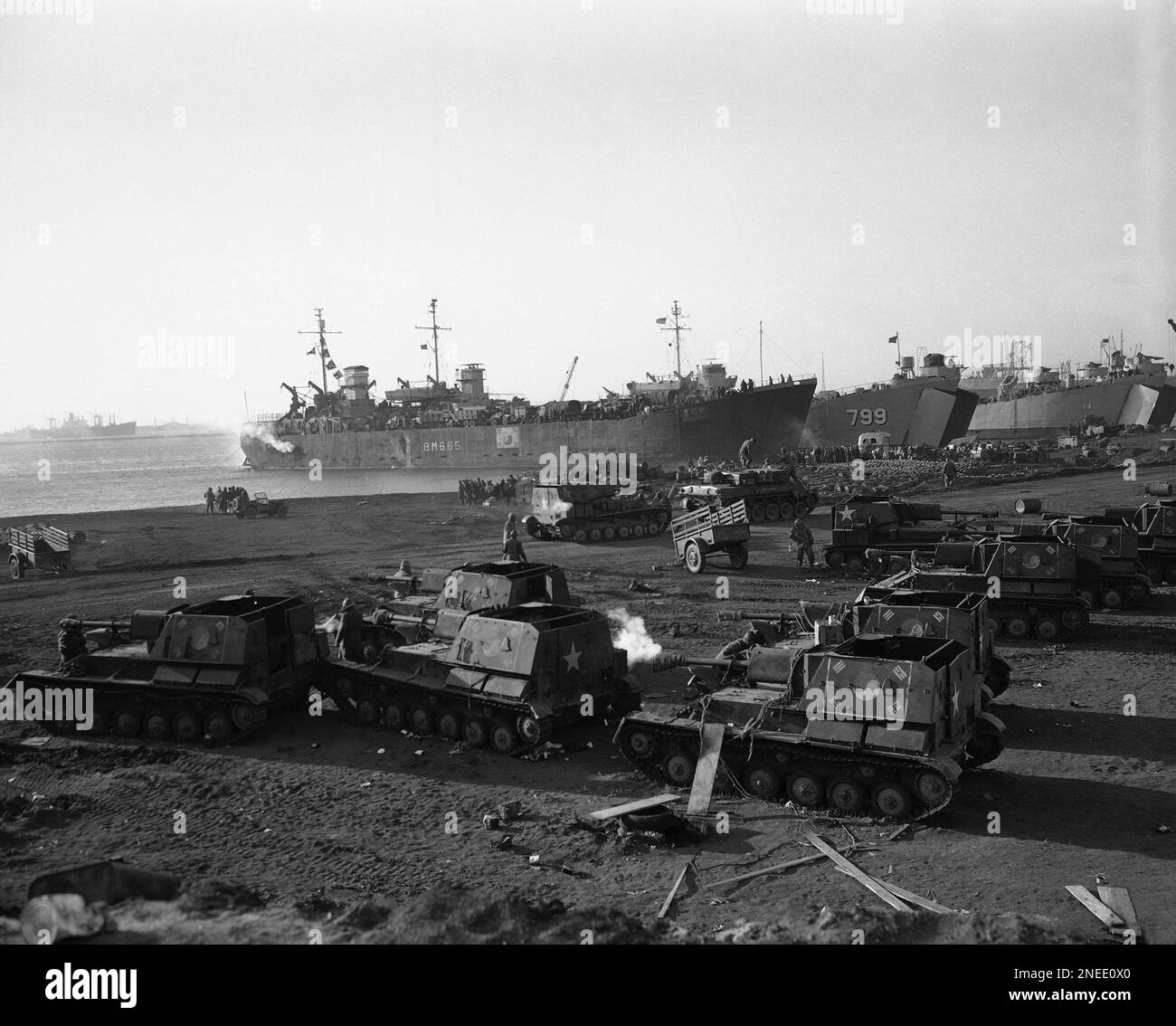 Ships are loaded with gas and bombs in Harbor of Hungnam, North Korea ...