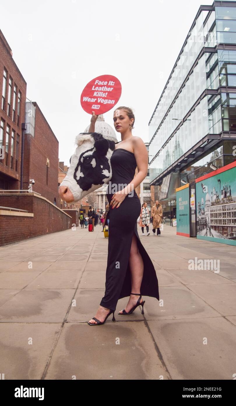 London, England, UK. 16th Feb, 2023. Animal rights group PETA staged a ...
