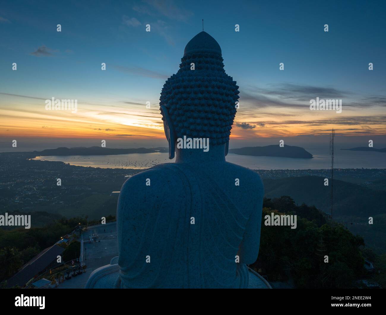 aerial photography scenery blue sky and blue ocean behind Phuket white ...