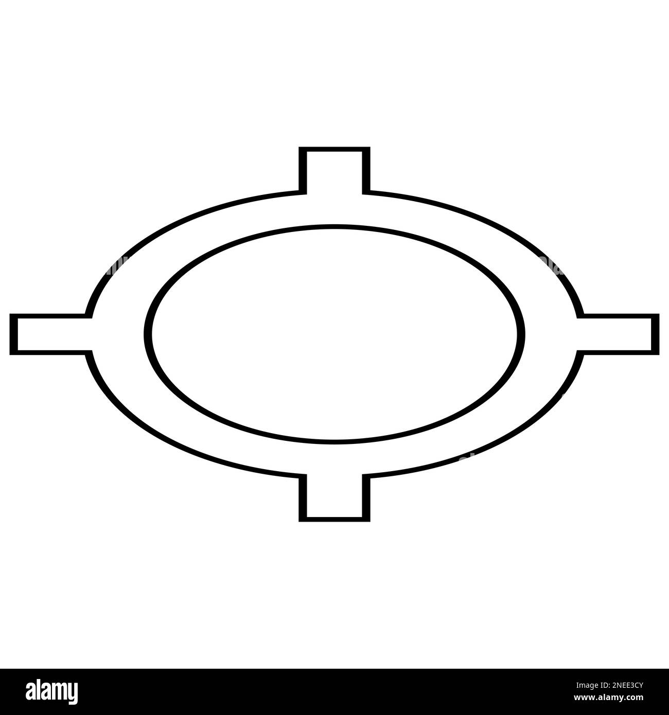 Universal currency sign black outline isometric view isolated on white ...