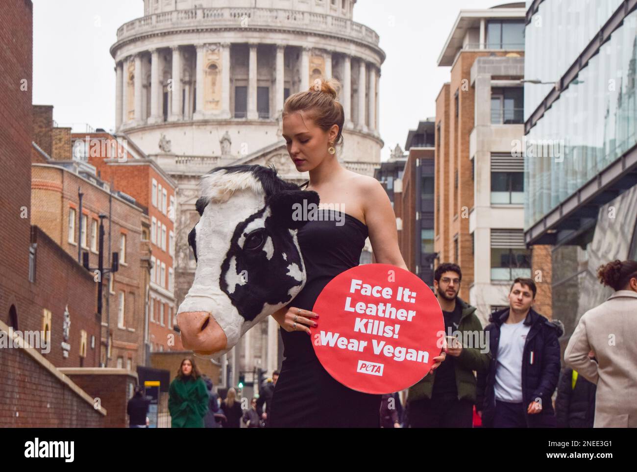 London, England, UK. 16th Feb, 2023. Animal rights group PETA staged a ...