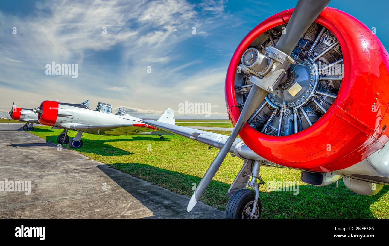 historical aircraft at an airfield Stock Photo - Alamy