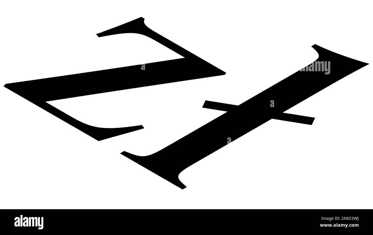 Polish zloty PLN currency sign black silhouette isometric top view ...