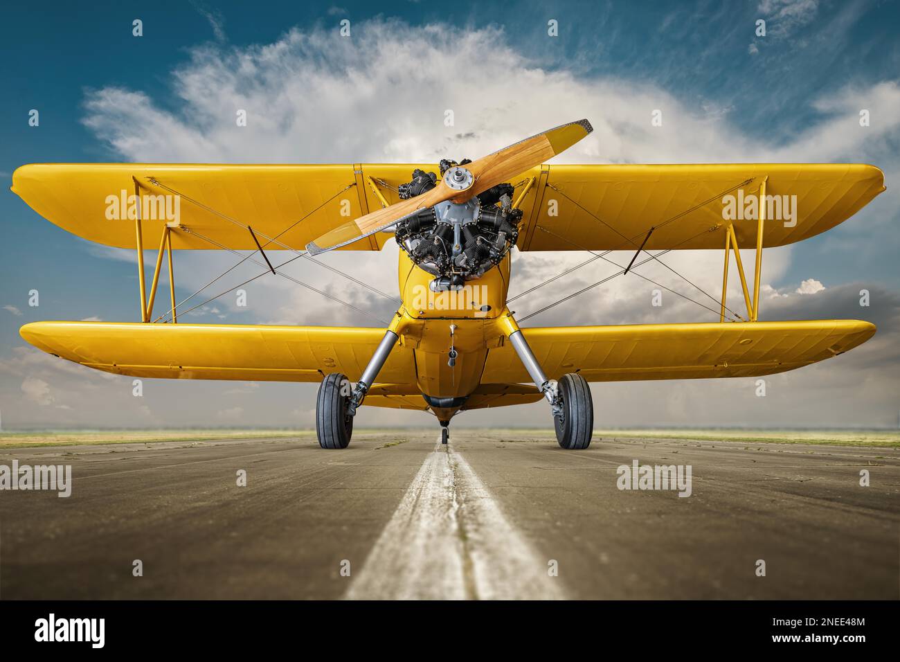 historical biplane on a runway Stock Photo - Alamy