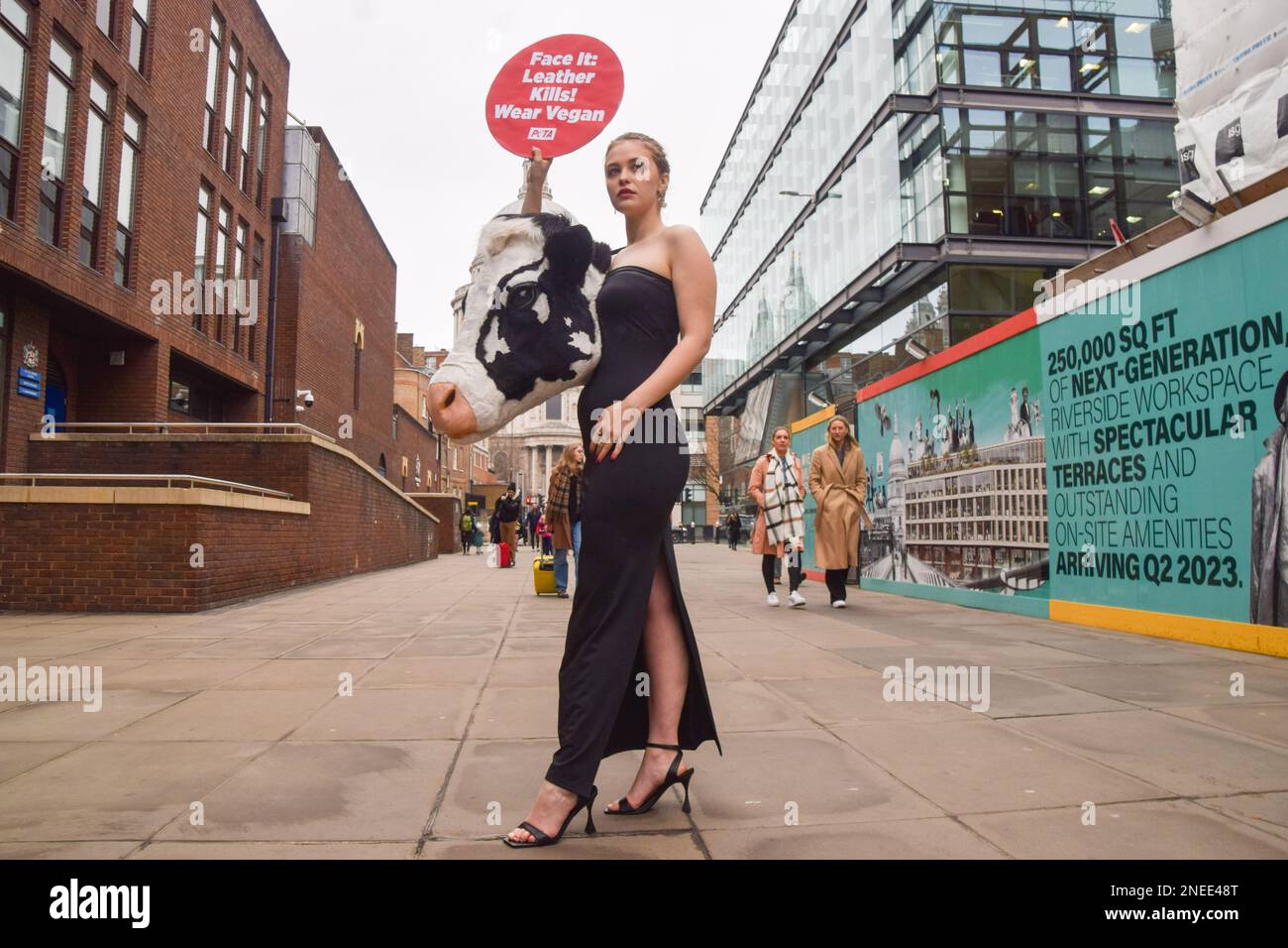 London, England, UK. 16th Feb, 2023. Animal rights group PETA staged a ...