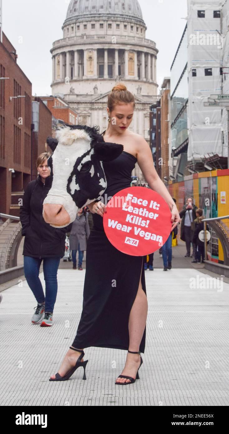 London, England, UK. 16th Feb, 2023. Animal rights group PETA staged a ...